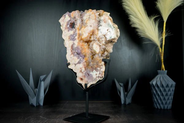 Natural Pink Amethyst Rosettes | Large Citrine Geodes