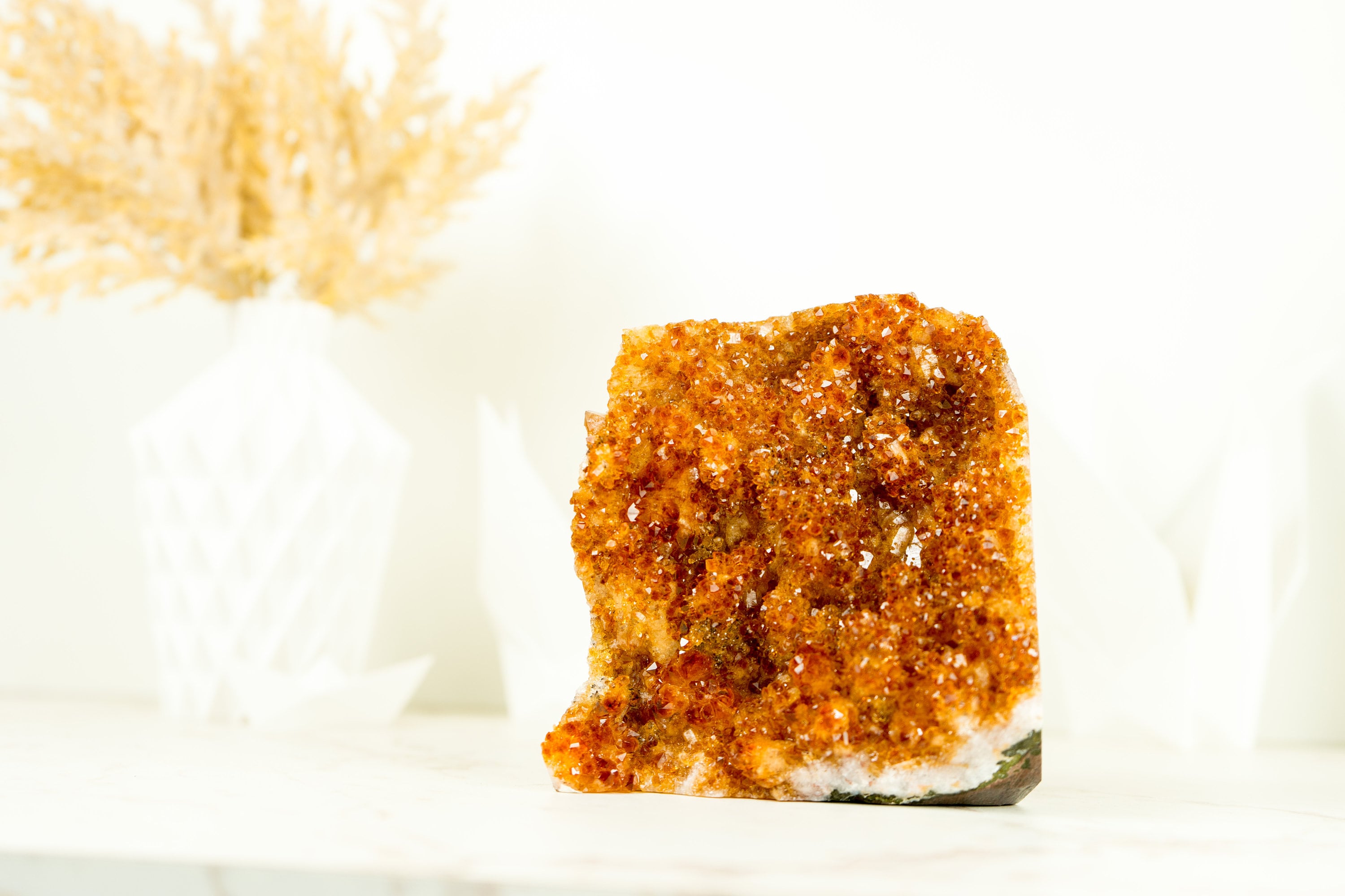 Small Citrine Crystal Cluster with Deep Orange Druzy
