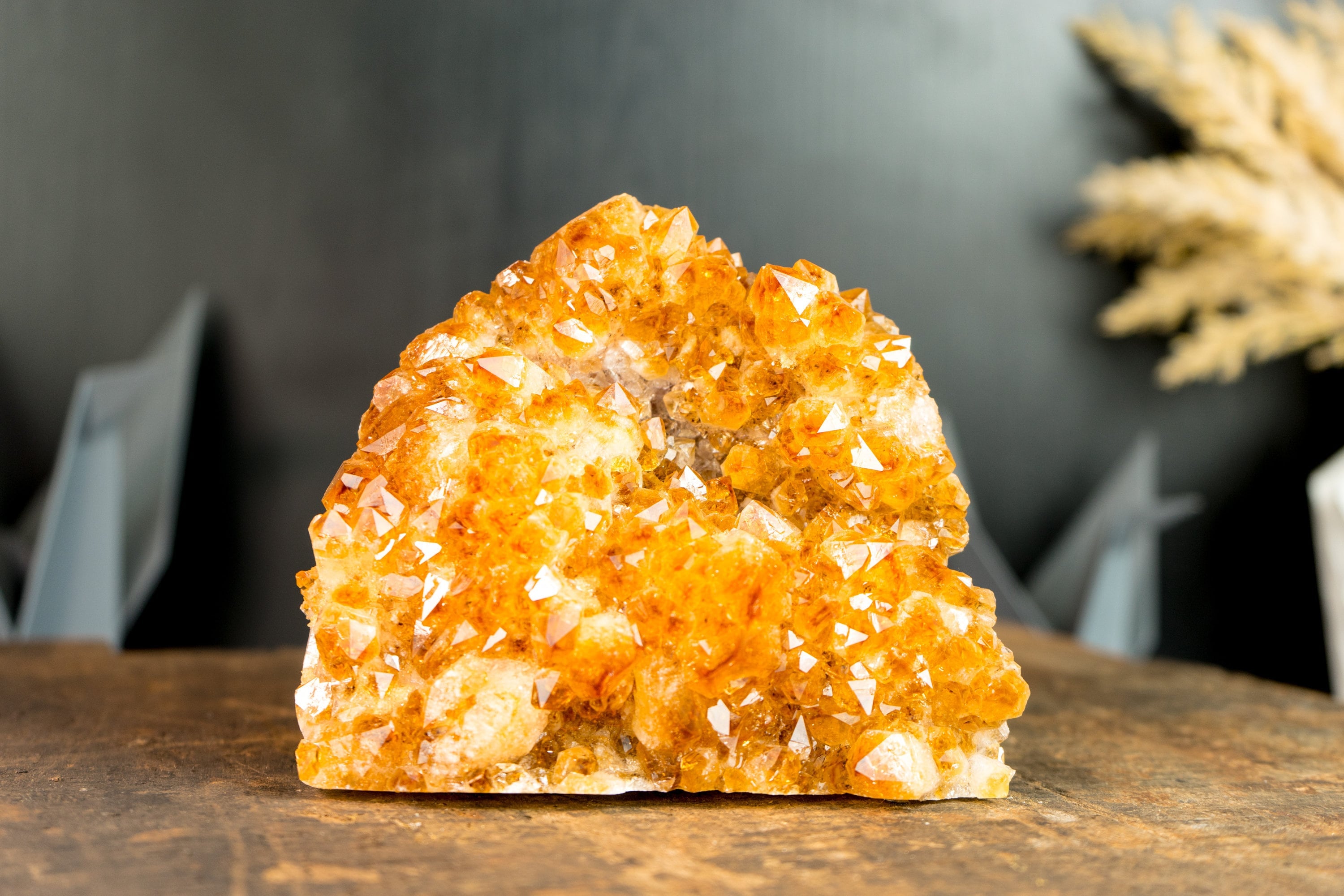Premium Golden-Orange Citrine Flower Cluster with Sparkly Citrine